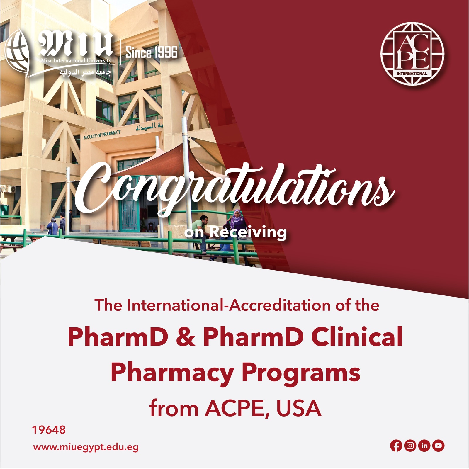 Breaking News!!!! Our PharmD program has achieved International Accreditation from the ...
